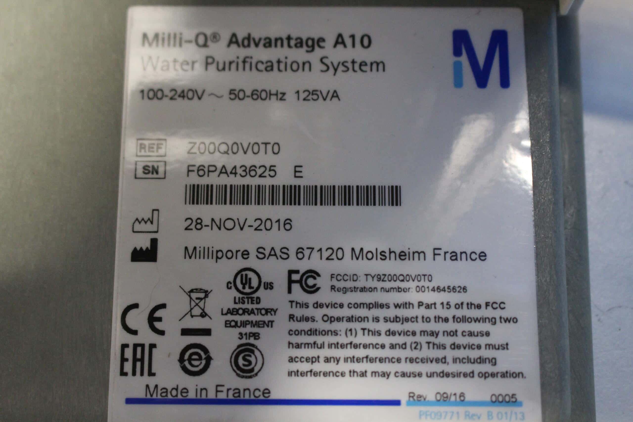 Millipore Milli-Q Advantage A10 Water Purification System - LabMakelaar ...