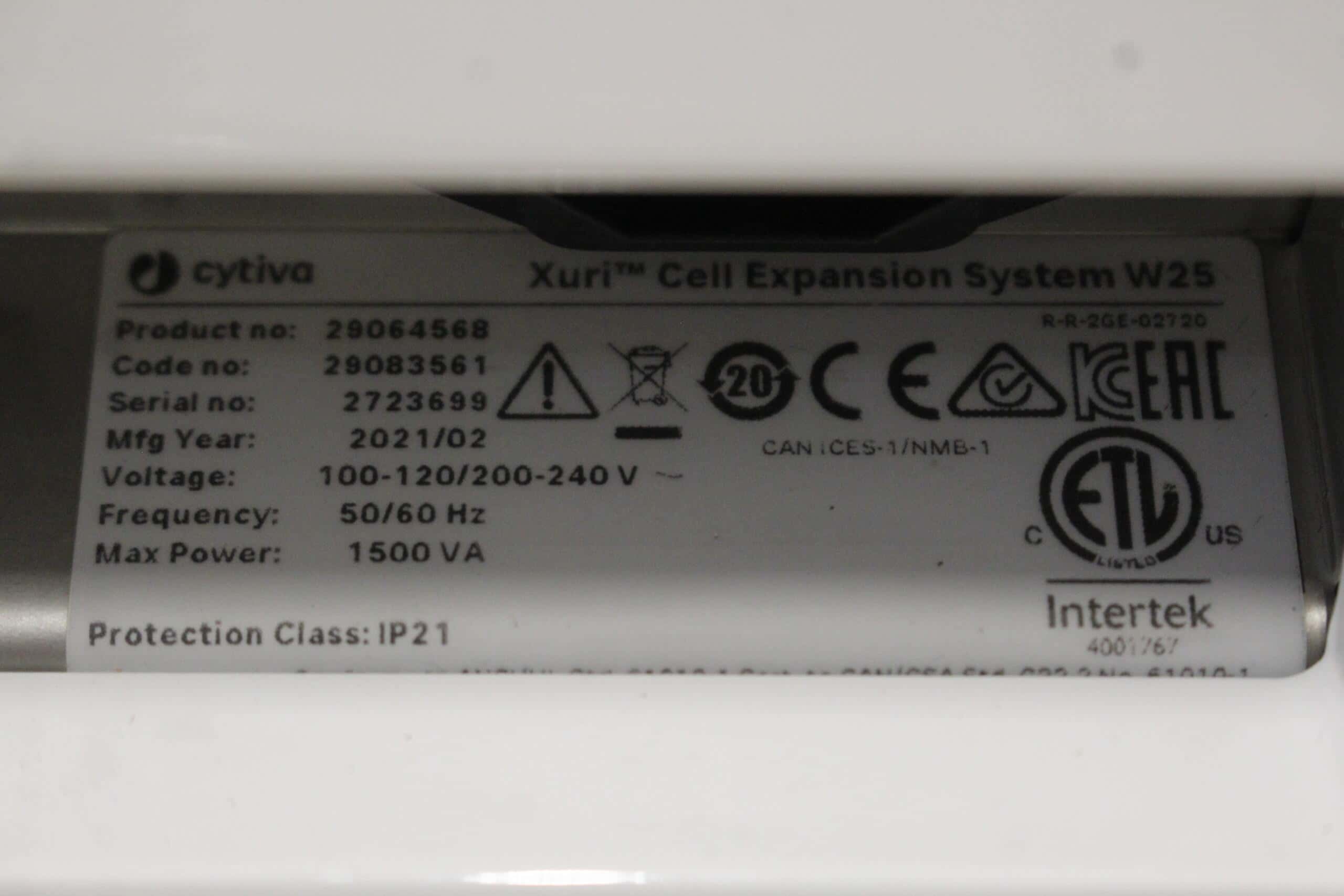 GE Healthcare Cytiva Xuri W25 Cell Expansion Bioreactor System ...